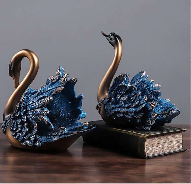 Swan Statue Luxury Creative Couple Swans Sculptures Figurines Desktop ...